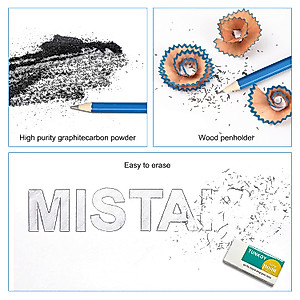 Profession sketch pencils 6B to 4H for kids and aldult drawing,Art graphite pencil for artists beginner sketching.