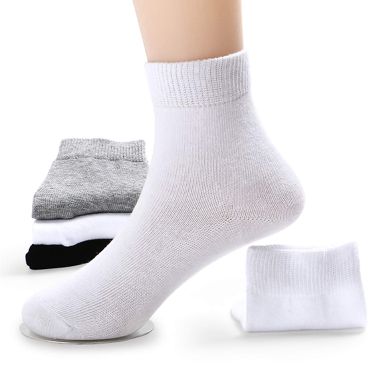 JAMEGIO 10 Pairs Boys Athletic Socks Toddler Boys Girls Breathable Soft Cotton Socks(2-4T)