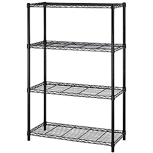 Lucky Shop 4-Shelf Shelving Storage Unit Heavy Duty Metal Organizer Wire Rack, Unit Storage Shelves Metal with Leveling Feet, Height Adjustable Heavy Duty Shelving Rack, for Storage