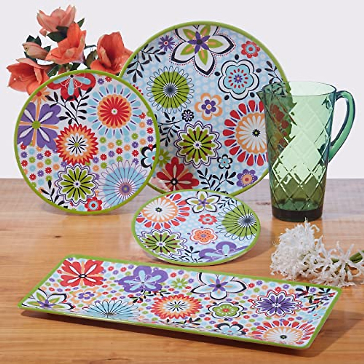 Certified International Carnaby Melamine 2 Piece Platter Set, Multicolor, Large