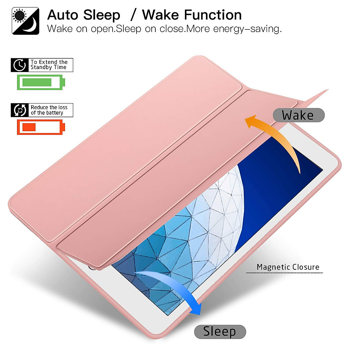 Ztotop Case for iPad Air 10.5" (3rd Gen) 2019/iPad Pro 10.5" 2017 with Pencil Holder, Ultra Slim Soft TPU Back and Trifold Stand Cover with Auto Sleep/Wake Full Body Protective Smart Case Rose Gold