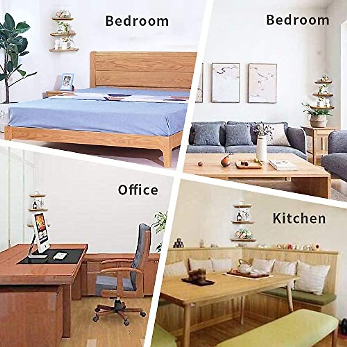 FLYFAIR Corner Shelf, Solid OAK Wood Corner Shelf Wall Mount, Round Edging Hanging Corner Shelves for Wall Floating Speaker Display Bookshelves Décor Accents for Bedroom Office Kitchen Living Room 16"