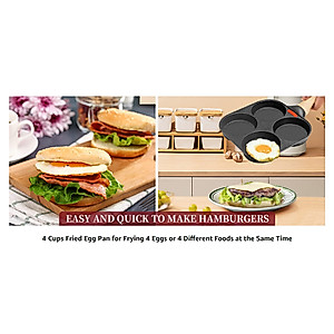 Juvenixs Egg Pan with flipping Lid - Nonstick Egg Frying Pan [4 Cup Cooker] - Egg Pans Nonstick for Induction & Gas Cooker - Brush & Scraper included - Egg Skillet for perfect Eggs, Omelet & Crepe