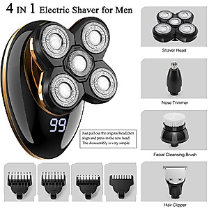 Head Shavers for Bald Men,Kibiy Electric Shavers for Bald Men Cordless,Men's Electric Shaver Bald Head Shavers for Men Rechargeable Shaver for Men Waterproof Rotary Shaver Grooming Kit