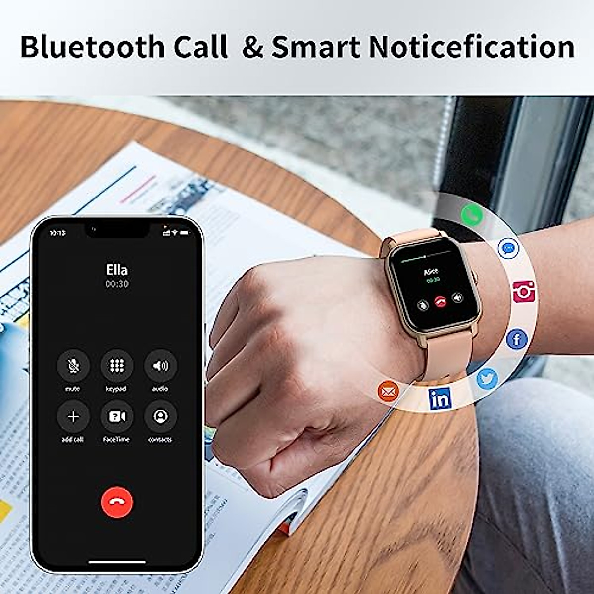 Smart Watch with Bluetooth Call (Answer/Make Call), 1.85" Ultra Large HD Screen, 100+ Sports Mode 2023 Smart Watches for Men Women, IP68 Waterproof Fitness Tracker with Heart Rate Sleep Monitor, Pink
