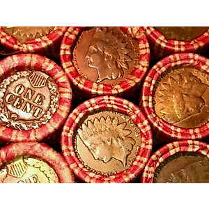 1909-1958 US Mint Wheat Penny Shot Gun Roll w/Indian Head Cent End Penny Seller Good or Better