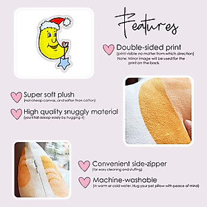 Cuspilo Christmas Moon Throw Pillow, Decor Shaped Soft Pillow Inserts for Bedroom Living Kids Room Sofa Office, 12"