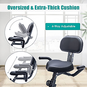 Merax Folding 3 in 1 Adjustable Exercise Bike Convertible Magnetic Upright Recumbent Bike with Arm Bands