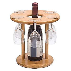 ZYZMH Round Holder Countertop Stand Retro Tabletop Display for Single Bottle Bar Rustproof Barware Living Room Wine Rack Organizer