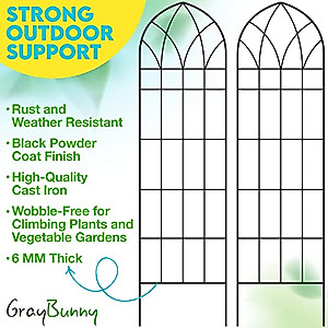 Gray Bunny Garden Trellis for Climbing Plants Outdoor - 2 Pack - 58" x 16" Cucumber Trellis, Rust Proof Metal Trellis for Tomatoes, Vines, Flower Beds, Roses