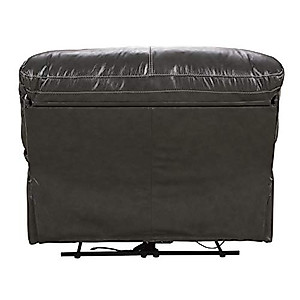 Signature Design by Ashley Hallstrung Leather Adjustable Oversized Power Recliner with USB Charging, Gray
