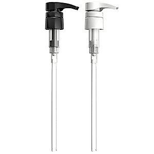 Bar5F Universal Pumps for Shampoo Conditioner Lotion Body Wash, Fits 1" Inch Bottle Necks, 1 Liter 33.8-Ounce Bottles, Black and White 2-Pack