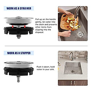 CLEESINK Kitchen Sink Strainer and Stopper Combo for Standard 3-3/8 Inch Drain, 2 in 1 Use Stainless Steel Sink Basket Strainer Replacement, Drain Cover Sink Filter with Stopper