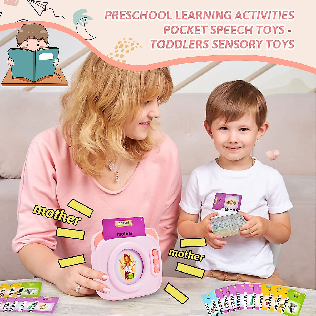 Supplim Toddlers Montessori Toys for 1 2 3 4 5 Year Old Boys Girls - Preschool Learning Autism Sensory Toys Autistic Children Speech Therapy Toys Talking Flash Cards 224 Sight Words