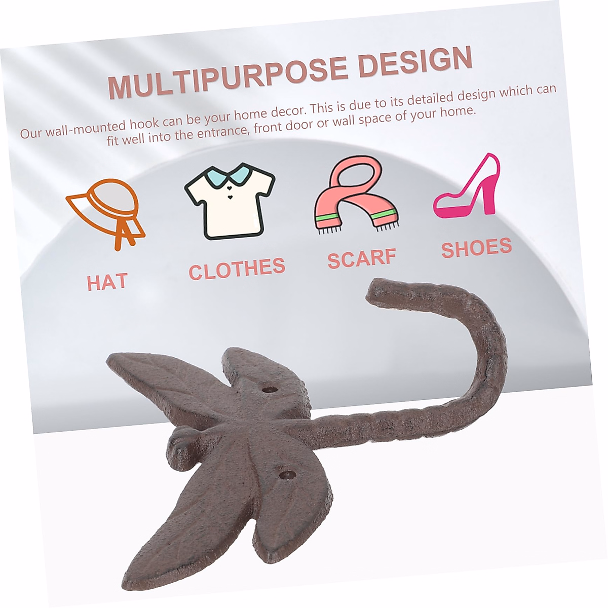 Zerodeko Sturdy Iron Material Coat Hanger Wall Mount Dragonfly Key Decor Clothes Hook