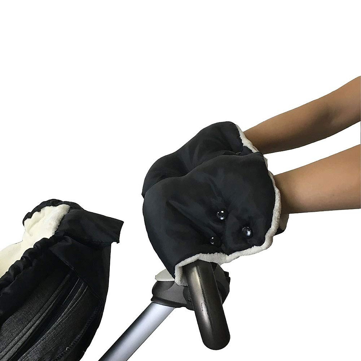 Universal Fits Stroller Handmuff, Anti-Freeze Waterproof Fingerless Fleece Gloves, Warmer Handlebar Muff