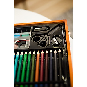 Qualtry Painting, Drawing & Art Supplies with Personalized Wooden Art Case for Kids 6-8 and 9-12 (Adventure Design) - Art Set, Paint Set, and Drawing Pencils Set for Boys and Girls