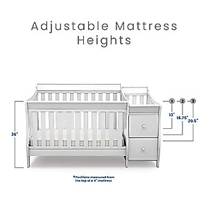 Delta Children Bentley S Convertible Crib N Changer, White + Serta Perfect Slumber Dual Sided Recycled Fiber Core Crib and Toddler Mattress (Bundle)