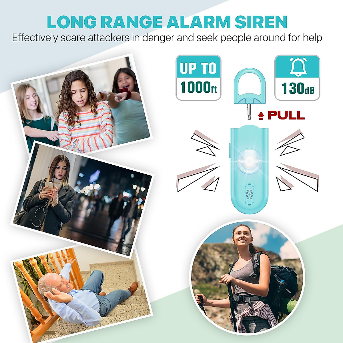 Personal Safety Alarm for Women Girls, 130dB Loud Siren with Key Chain, SOS Strobe Light, Flashlight Help Kids, Elders, Students Emergency Call, Back to School Gift Idea for Self Defense Devices
