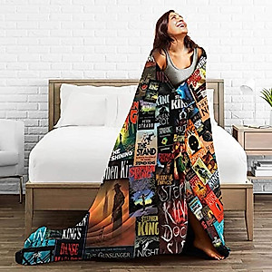 The Full Collection of Stephen King Books Flannel Blanket Lightweight Cozy Bed Blankets Soft Throw Blanket Fit Couch Sofa Suitable for All Season60 X50