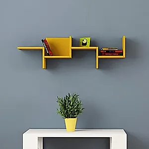 Ada Home Décor Watson Wall Shelf, 45.5'' x 14'' x 8.5'', Mustard