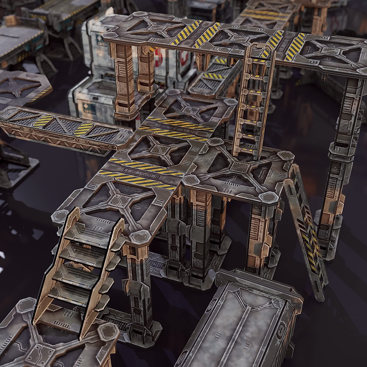 TinkerTurf Sci-Fi Terrain: Industrial Starter Set, Neutral Theme, Sturdy, Affordable, Great-Looking Full-Color Terrain, Quick and Easy to Assemble, Virtually Limitless Setups