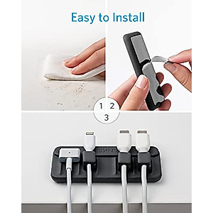 Anker Cable Management, Magnetic Cable Holder, Desktop Multipurpose Cord Keeper, 5 Clips for Lightning Cables, USB C Cables, Micro Cables, Other Wires, Sticks to Wood, Marble, Metal, Glass (Black)