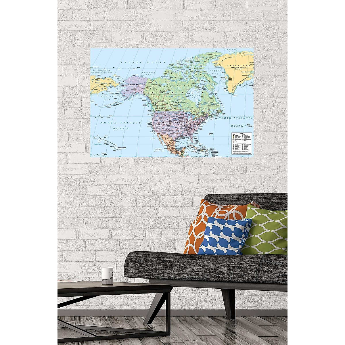 Trends International North America Map 2023 Wall Poster, 34L x 22.4W, Premium Unframed Version