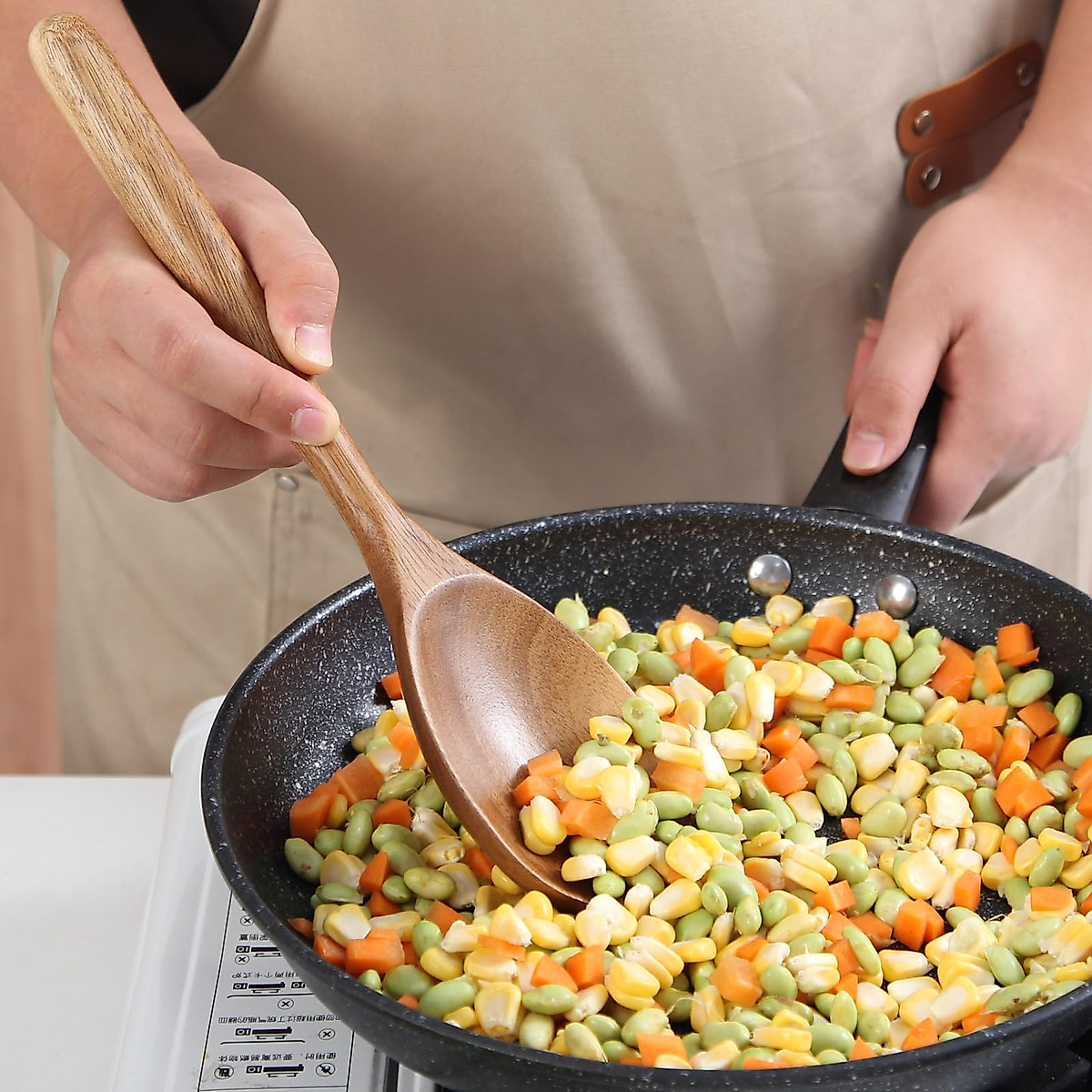 MornHalo 2PCS Acacia Wooden Spoons For Cooking 12-inch Smooth Finish Cooking Spoons-Comfortable Grip Wood Spoons for Cooking - Non-Stick Wooden Cooking Utensils Wooden Spoons Cooking