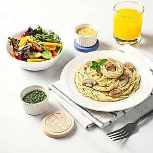 AOZITA Salad Dressing Container To Go, 2.4oz Porcelain Small Condiment Containers with Lids for Lunch Bento Box, Premium Silicone, Leakproof, Reusable Sauce Cups for Picnic and Travel, Dishwasher Safe