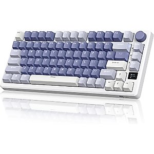 RK ROYAL KLUDGE M75 Mechanical Keyboard with OLED Smart Display and Volume Knob, 2.4G/USB-C/BT Gasket Mounted 75% Layout Wireless Gaming Keyboard with 81 Keys, RGB Backlit Hot-Swappable Brown Switch