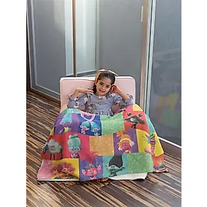 Trolls Blanket | Trolls Band Together Fleece Blanket | Trolls Throw Blanket | Soft Fleece Blanket | 45 x 60 Inches | Includes 2 Collectible Buttons | Officially Licensed