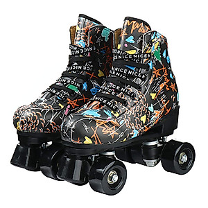 Unisex Indoor and Outdoor Roller Skates Classic High-top for Adult Skating Four-Wheel Roller Skates