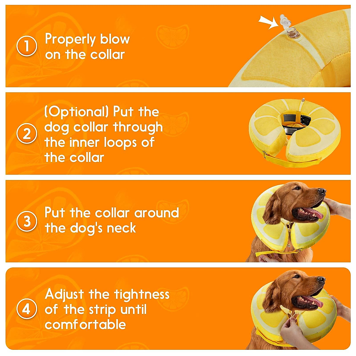 SuplutuX Inflatable Dog Cone, Protective Inflatable Collar for Jumbo Dogs, Soft Adjustable Pet Cone Alternative After Surgery for Wound Healing and Prevent from Biting or Scratching,XL(18"-22.5")