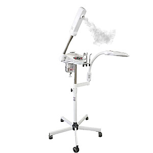 OMWAH 3 in 1 Aromatherapy Facial Steamer with 5X LED Magnifying Lamp Glass High-Frequency Esthetician Spa Equipment