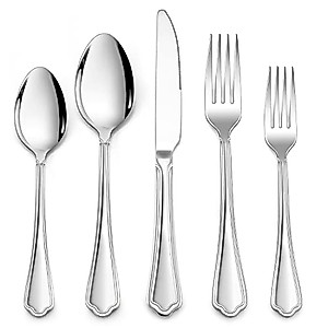 LIANYU 10-Piece Silverware Set for 2, Stainless Steel Flatware Cutlery Set, Eating Utensils Set with Scalloped Edge, Dishwasher Safe, Mirror Polished