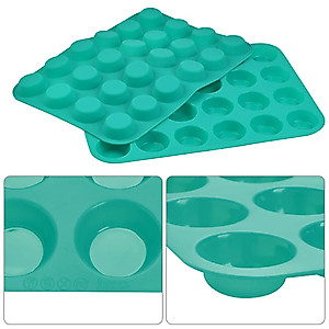 FOCCTS Silicone Muffin Pan, 24 Mini Cupcake Pan for Cream Cheese Fat Bombs, Non Stick, Dishwasher Safe Silicon Bakeware Pans, 2 Pack