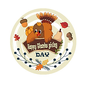 Thanksgiving Party Stickers Funny Turkey Design Stickers, 2 Inch Turkey Time Thank You Sticker Labels Great for Party Favors, Envelope Seals & Goodie Bags (210 Pcs)