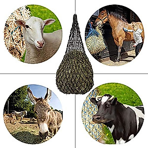 BLOOMOAK Hay Net for Horse, Black Hay Bag 40" Length and 4" Larger Holes with Metal Rings for Goat (1 PCS (40" Length & 4“ Hole)