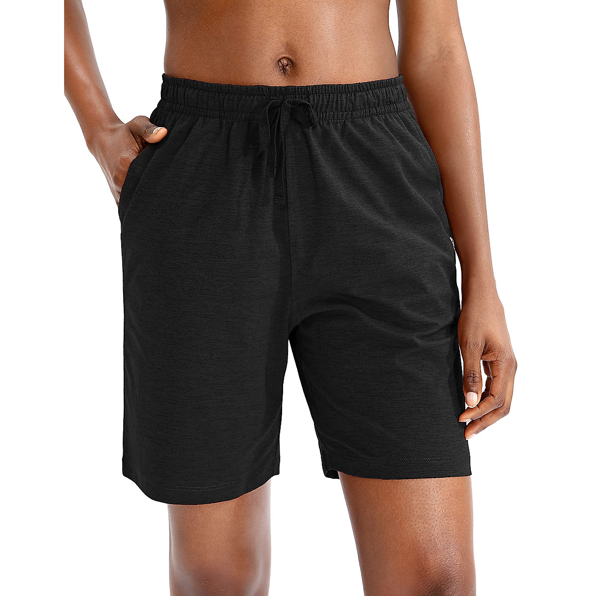 G Gradual Women's Bermuda Shorts Jersey Shorts with Deep Pockets 7" Long Shorts for Women Lounge Walking Athletic (Black, X-Large)