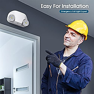 SASELUX Led Emergency Light with Remote Capable, Adjustable LED Lamp Heads Exit Lighting, Backup Battery White Emergency Lights, 120V-277V Dual Voltage, UL Certified (1 Pack)