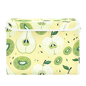 RunningBear Colorful-fruits-pattern Large Storage Bins with Lid Collapsible Storage Bin Cubes Boxes Shelves Cloth Baskets for Living Room Bedroom
