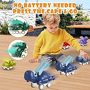 Dinosaur Toy Cars for Toddlers Boys Girls, Hoolicute 5 Pcs Dinosaur Toy Trucks, Press & Go Toys, Cloak Dino Cars Toddler Toys for 2 3 4 5 Year Old Baby Kids, Gift Toys Vehicles for Boys Girls