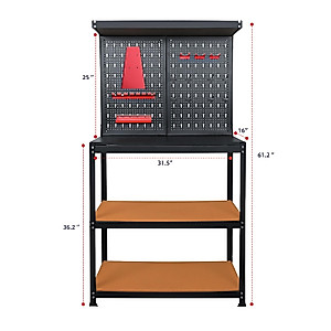 Prostormer Workbench, 31.5 inch Multipurpose Garage Work Bench Table with Peg Board Hook Kit for Home, Garage, and DIY Projects
