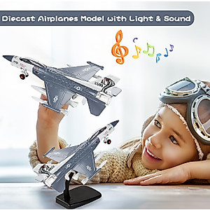 Lynkaye F-16 Fighting Falcon Thunderbirds Toy Army Air Force Military Airplane Model Kit with Fun Lights and Sounds (Bright White)