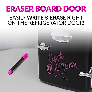 Nostalgia RF6RRBK Retro 6-Can Personal Cooling and Heating Mini Refrigerator with Eraser Board Door Carry Handle and Display Window for Home, Office, Car, Boat or Dorm Room, Black, 1 Cubic Feet