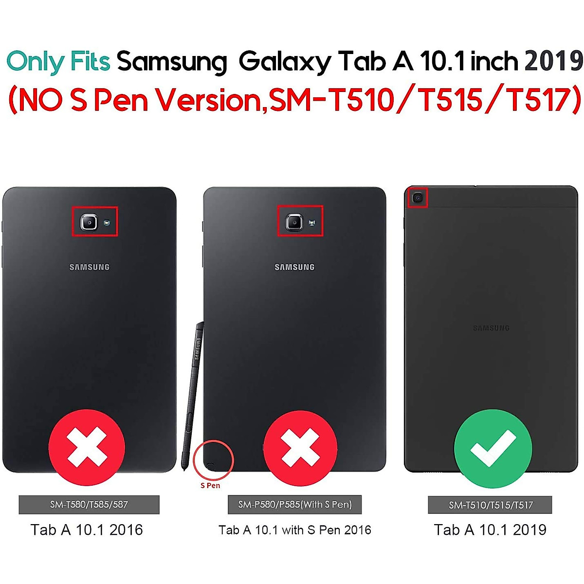 Case for Samsung Galaxy Tab A 10.1 2019 (SM-T510) Premium Slim PU Leather Stand Folding Folio Cover for Samsung Galaxy Tab A 10.1 Inch Tablet SM-T510/T515 2019 Release Modle -Turquoise