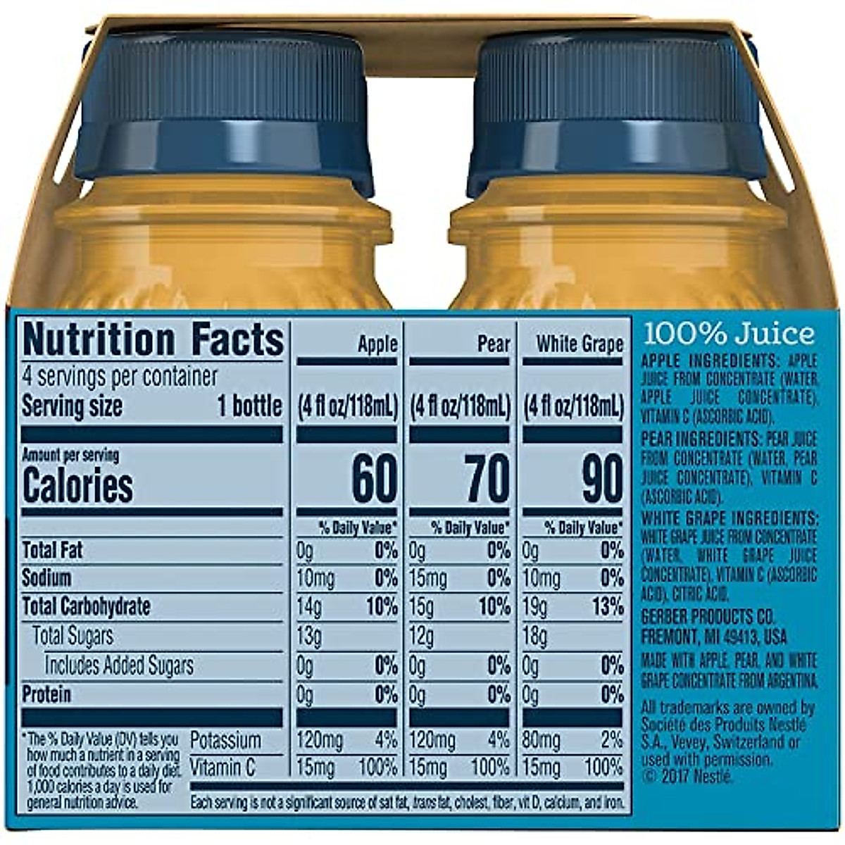 Gerber 100% Juice Variety Pack 16oz (Pack of 3)