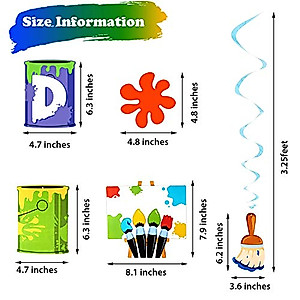 Shappy 25 Pieces Art Painting Party Decorations Includes 1 Happy Birthday Art Banner 12 Painting Birthday Card and 12 Art Hanging Swirl for Art Painting Theme Birthday Party Supplies Baby Shower