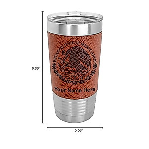 LaserGram 20oz Vacuum Insulated Tumbler Mug, Flag of Mexico, Personalized Engraving Included (Faux Leather, Basketball Style)